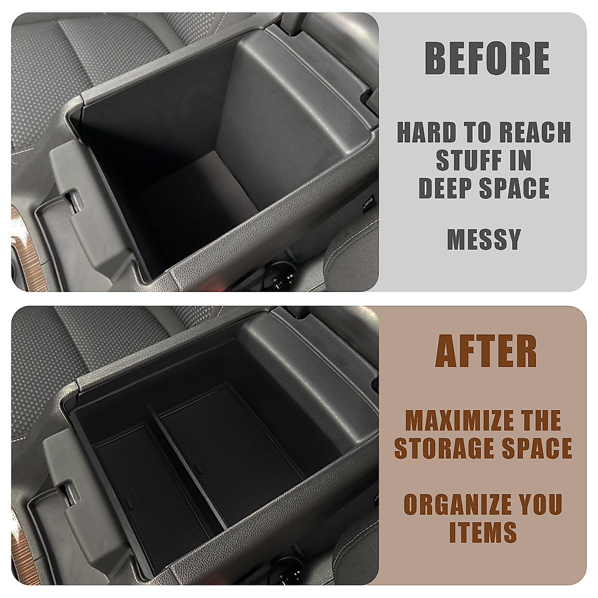 Muslogy Center Console Organizer Compatible with GMC Acadia 2017-2022 2023 Accessories Acadia SL SLE SLT Denali AT4 Middle Console Storage Box Armrest Insert Tray ABS Material