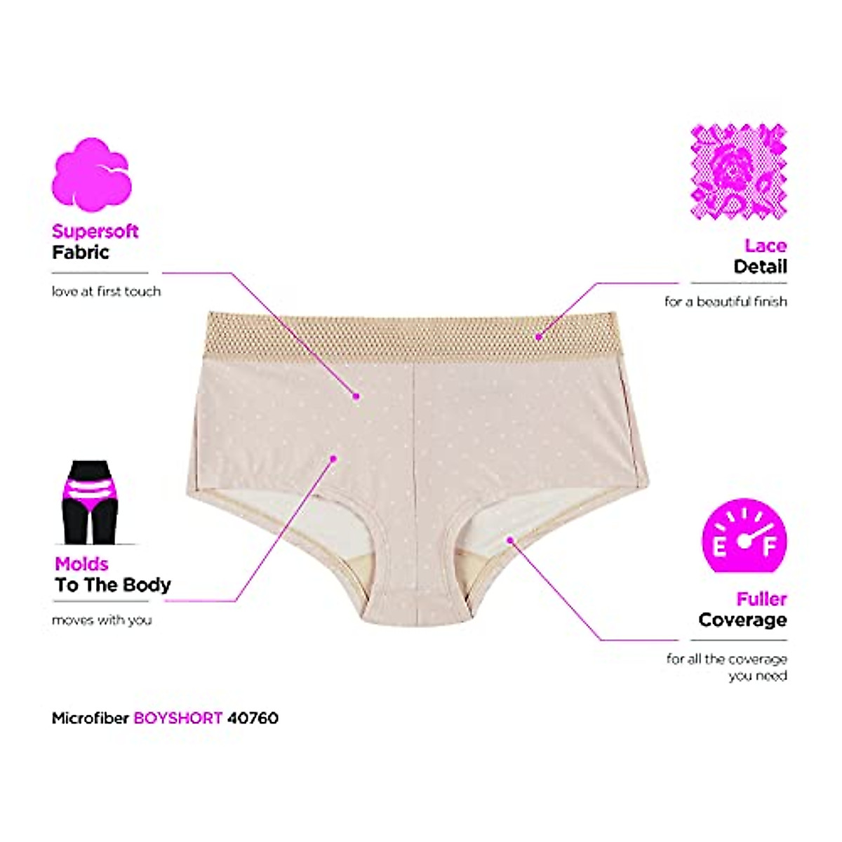 Maidenform womens Dream Cotton With Lace Boy Shorts Panties, Strawberry Dot Print/Wildstrawbe, XX-Large US