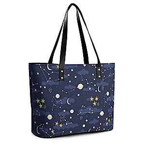 Womens Handbag Galaxy And Space Pattern Leather Tote Bag Top Handle Satchel Bags For Lady