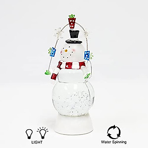 Christmas Tabletop Decor, Snow Globe Water Spinning LED Lighted Snowman, Battery Operated (not Included) (9.7" H x 3.9" W x 4.7" D) by Moments in Time