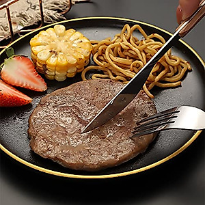 Kitchen Utensils Set, 5 Pcs Tableware Cutlery Set Stainless Steel Restaurant Dishwasher Dinner Knives Forks Spoons Eating Utensils High Hardness Flatware Set (Black Handle)