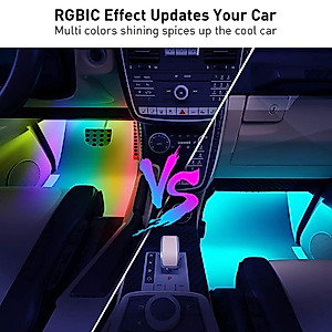 Govee Interior RGBIC Car Lights with Smart App Control, Music Sync Mode, DIY Mode and Multiple Scene Options, 2 Lines Design LED Lights for Cars, Trucks, SUVs