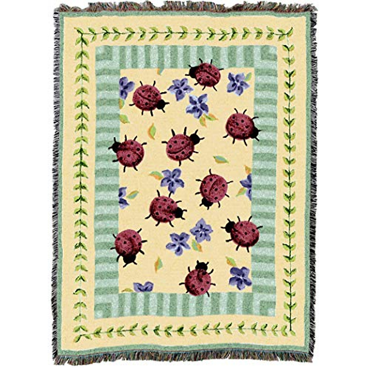 Pure Country Weavers Lady Bug Garden Blanket - Garden Floral Gift Tapestry Throw Woven from Cotton - Made in The USA (72x54)