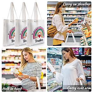 Homlouue Teacher Gifts for Women Teacher Appreciation Gifts Teacher Tote Bag Canvas Teacher Bag Rainbow Bag for Teacher Graduation Birthday Thanksgiving Christmas