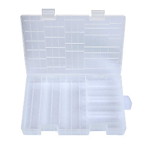 YXQ AA AAA Battery Storage Box Organizer Holder Clear Plastic Case Container Portable-Holds 60xAA + 40AAA Batteries