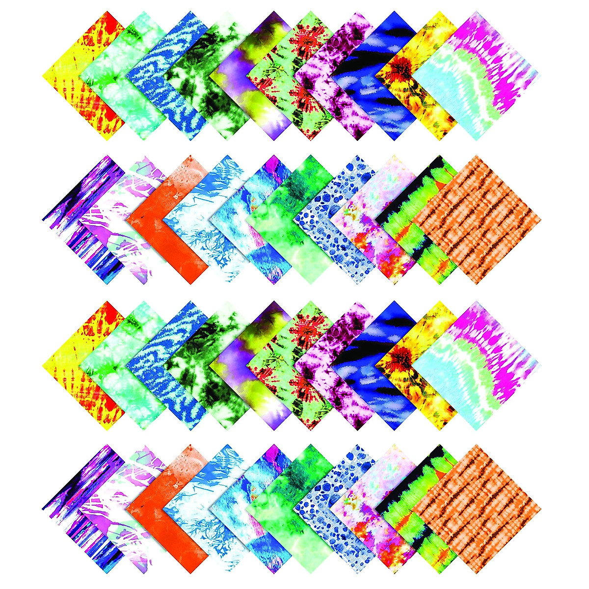 Soimoi 40Pcs Tie Dye Print Cotton Precut Fabrics for Quilting Craft Strips 2.5x42inches Jelly Roll - Multicolor