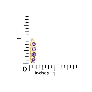 Round Cut Purple February Amethyst Birthstone Snap Closure Hoop Earrings In 14k Yellow Gold Over Sterling Silver