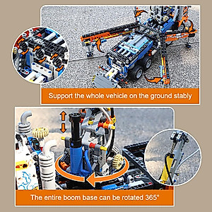 Mould King 19014 Technology Pneumatic Concrete Pump Truck, Heavy Duty Tow Truck Building Block Model, Crane Toy for Children, 2098 Pieces