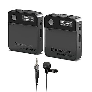 RELACART Wireless Lavalier Microphone System, Mi1 2.4GHz Wireless Lapel Mic with 1 Transmitter, 1 Receiver and 1 Lavalier Microphone Compatible with DSLR, Camera, Camcorder, Smartphone, iPhone