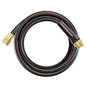 Giraffe Tools Short Leader Garden Hose 10 ft, Heavy Duty Black Garden Hose 5/8 in, Rubber Water Hose, No-Kink, Leakroof Gardening Hose with Male to Female Fittings, Black and Orange