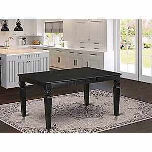 East West Furniture Kitchen Wet-BLK-T Dining Room Table Rectangular Tabletop and 60 x 42 x 30-Black Finish