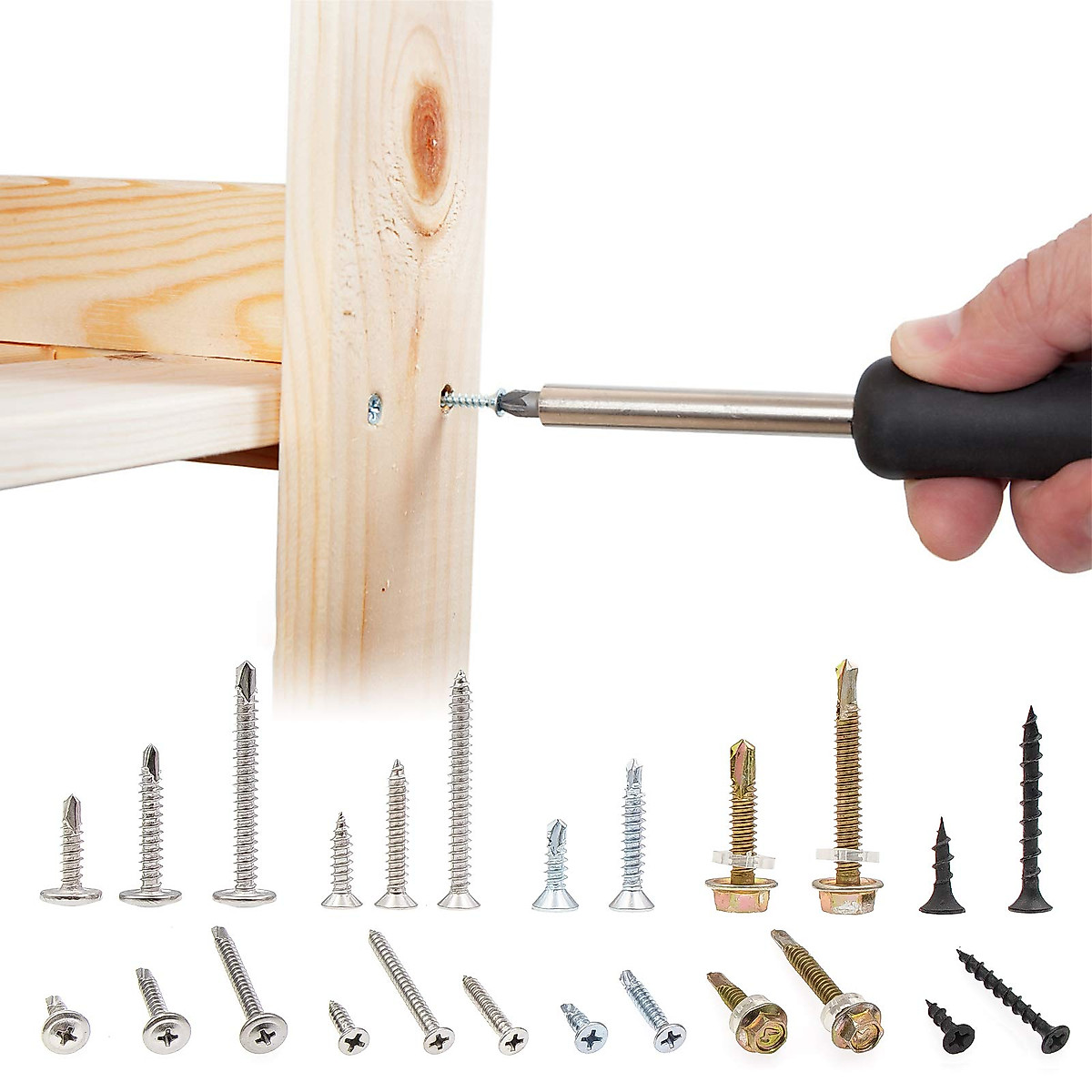 Zmbroll Self Drilling & Self Tapping Screws Assortment Kit Set for Drywall Screws, Sheet Metal and Wood Screws