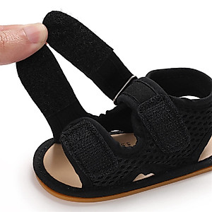 RVROVIC Baby Boys Girls Sandals Premium Soft Anti-Slip Rubber Sole Infant Summer Outdoor Shoes Toddler First Walkers (12-18 Months Toddler, 1-Black)