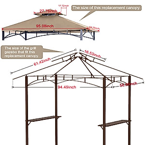 Grill Gazebo Replacement Roof for #L-GZ238PST-11 by ABCCANOPY Beige