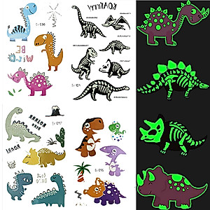 Luminous Dinosaur Temporary Tattoos for Kids,160 Styles (20 Sheets) Glow Dinosaur Decorations for Birthday Party Supplies Favors for Boys and Girls, Dinosaur Tattoos Stickers (Dinosaur)