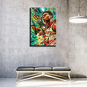 Giannis Antetokounmpo Poster Basketball Posters Print Canvas Wall Art Decor for Boys Room Large Picture Painting NOUCAN (16x24 No Framed,A)