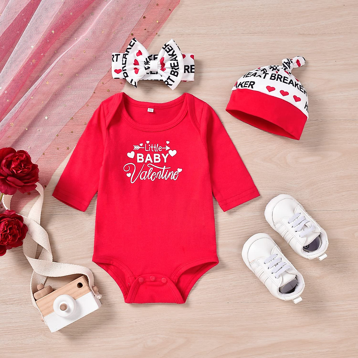Aalizzwell Preemie Baby Boys Girls First Valentines Day Clothes Premature Heart Long Sleeve Unisex Neutral Outfit Twins Red