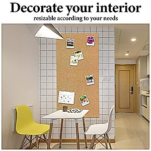 CREHNIL Natural Self Cork Roll with Adhesive Backing 1/8 Inch Thick Peel and Stick for Walls Drawer Shelf Liner Crafts Pins Bulletin Board Rolls Gasket Material Underlayment 18x48 4 Pack