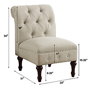 Rosevera Avondale Upholstered Tufted Fine Polyester Loveseat Sofa Bench with Armless Design Easy Assembly for Living Room Bedroom, Beige Chair