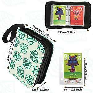 80 Pockets Binder Holder for Animal Crossing Amiibo Cards, Fits 80 Pcs 2.5 x 3.8-Inches Cards with 40 Removable Sleeves (Leaf, Full-Size Binder)