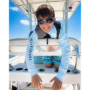 Southern Fin Apparel Kids Fishing Hoodie Shirt Long Sleeve UV UPF SPF Sun Protection Youth Boys Girls (White, Large)