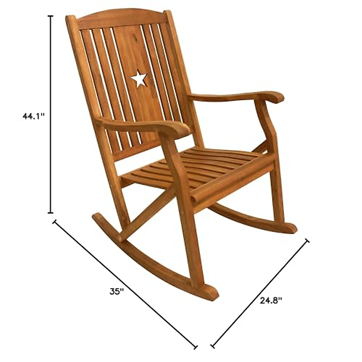 Leigh Country Sequoia Series Adult Rocker with Star Cutout Rocking Chair, Brown