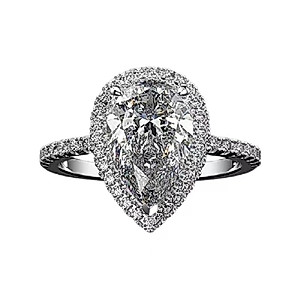 925 Silver Ladies Classic 18K Ring Fashion Elegant Drop Pear Shape Ring Engagement Wedding Ring Ideas Sparkling Drop Shaped Zircon Wedding Rings for Women Wedding Jewelry Sizes 6-10 569 (6)