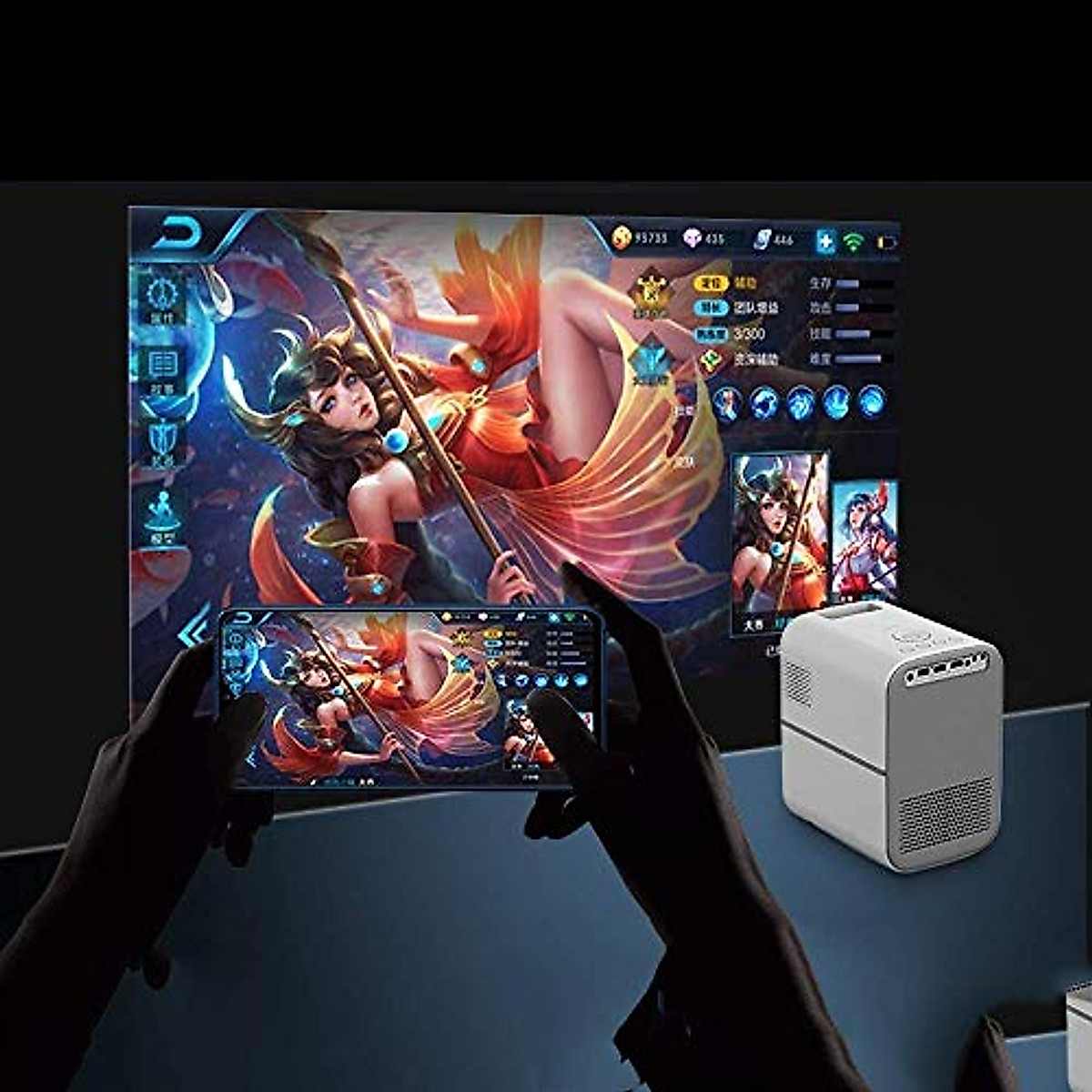 HIZLJJ Professional Native 1080P, HD LED Projector, Projector with Display Compatible TV Stick Mini Portable Projector