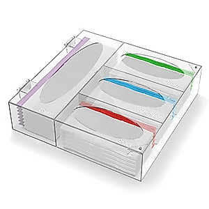 Temple Time Acrylic Ziplock Bag Storage Organizer for Kitchen Drawer & Food Bag Storage Organizer | Sandwich Bag Drawer Organizer & Clear Ziplock Baggie Organizer for Drawer for Gallon, Quart & Snacks