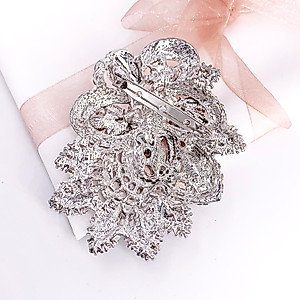 LAXPICOL Women's Vintage Blue Austrian Crystal Elegant Flower Teardrop Brooch Gold Tone (clear)