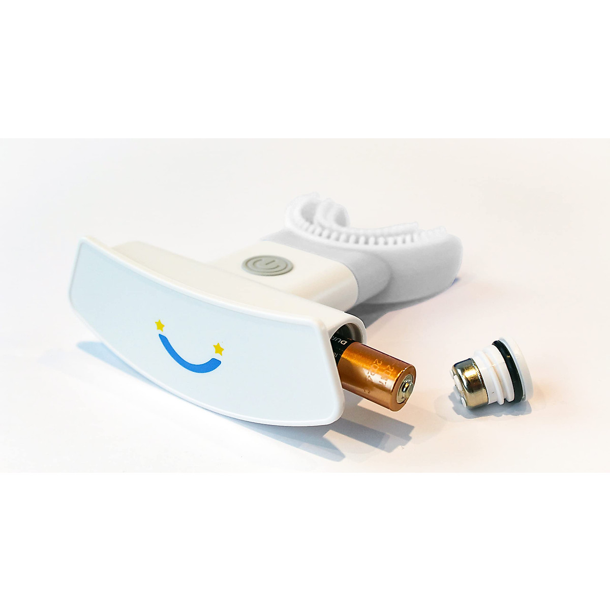 Calvin & Greenway uFunbrush Sonic Toothbrush for Kids - Kit Includes White U-Shaped Brush, Tooth Foam, Cool Stickers, Base & Battery - Size 2 for Ages 6-8