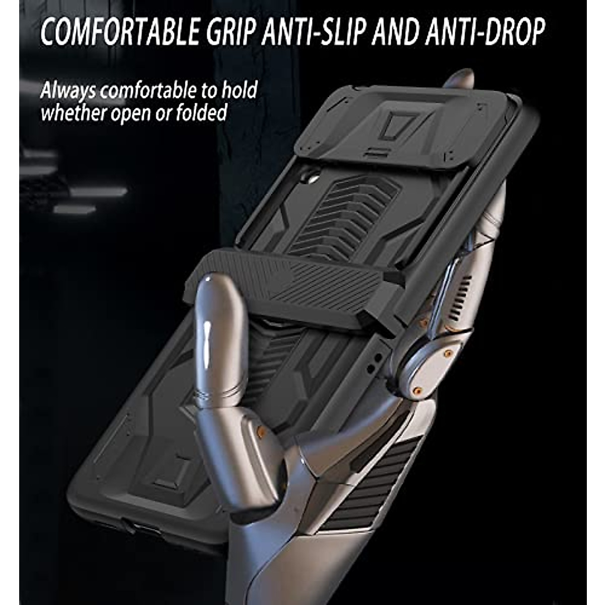 COCOING for Samsung Galaxy Z Flip 3 Case with Hinge Protection Device and Sliding Camera Protection Cover,Military-Grade Armor Protection Case for Samsung Z Flip 3 5G (Black)