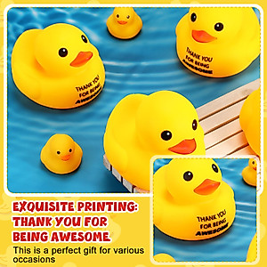 Liliful Large Christmas Thank You Rubber Ducks 5'' Yellow Bath Ducky Toy Thank You for Being Awesome Ducky Squeak Floating Duckies for Christmas Employee Appreciation Inspirational Gifts(6 Pcs)