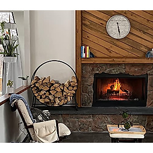 Goplus 41 Inch Firewood Log Hoop, Tubular Steel Log Holder, Heavy Duty Wood Storage Rack for Outdoor & Indoor, Fireplace Pit