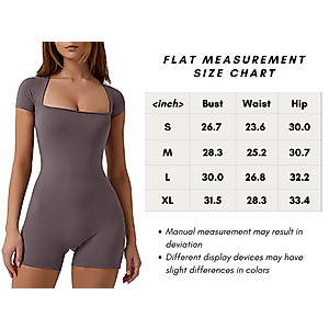QINSEN Women's Rompers Sexy One Piece Short Sleeve Tummy Control Unitard Jumpsuits Dark Grey L