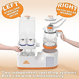 Baby Bottle Sterilizer Dryer Baby Bottle Warmer - Multifunctional Steam Sterilizer Dryer Warmer, Heater&Thaw for Formula Breastmilk, 72H Keep Warm with Smart Temperature Control Auto Shut-Off BPA Free