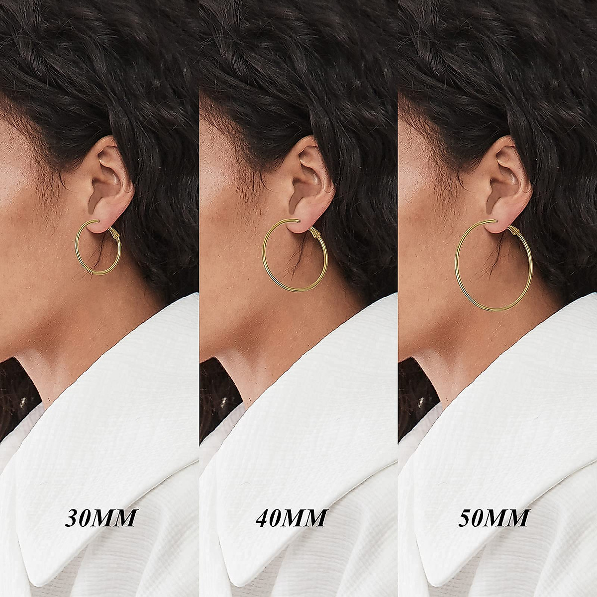 Big Gold Hoop Earrings for Women Hypoallergenic 925 Sterling Silver Post Thin Loop 14K Gold Plated Hoop Earrings Set for Women, 3 Pairs (14K Gold 30mm,40mm,50mm)