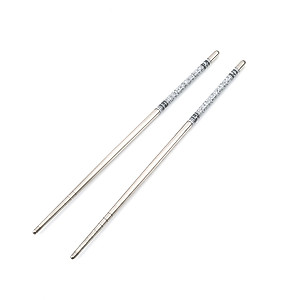 TraveT 1 Pair Blue and White Porcelain Stainless Steel Chopsticks Dishwasher Safe Reusable Chopsticks for Household Restaurant