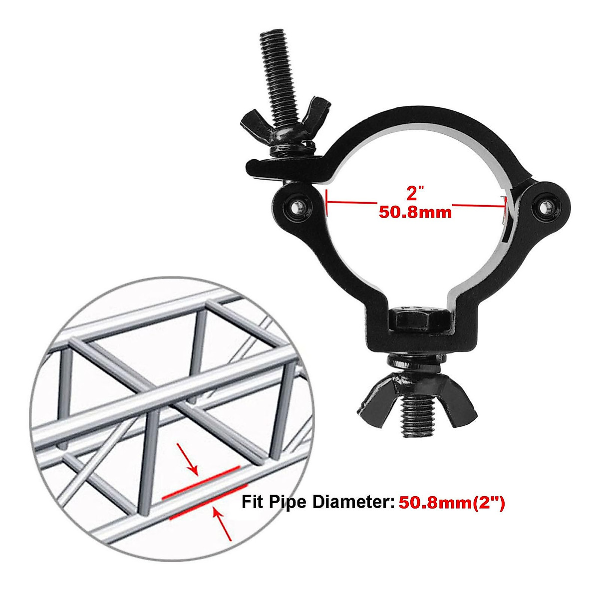 GBGS Lighting Truss DJ Light Clamps 2 Inch O Clamp Aluminum Alloy 220 LBs for OD 2 Inches(50.8mm) Pipe, TUV Certificated(ID:1111246880), 10 Pack