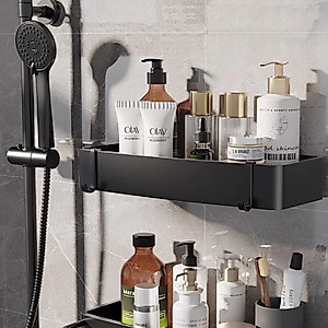 BOZWELL Shower Caddy 2 Pack,Black Adhesive Shower Organizer,Large Capacity for Bathroom Storage&Home Decor&Kitchen,No Drilling with 2 Movable Hooks,Bathroom Shower Accessories 1087-B-2