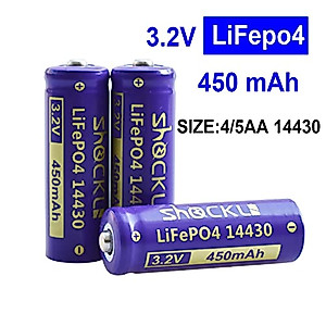 funkawa (8-Pack) Shockli 14430 3.2 Volt 450mAh LiFePo4 Rechargeable 3.2V Solar Battery for Solar Panel Outdoor Garden Lights Light【NOT AA Battery】