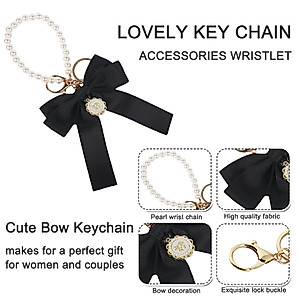 BELSITA Stanley Cup Accessories Set, Bow Pearl Chain Braided Design Water Bottle Handle Strap, Silicone Stanley Cup Boot, Stanley Charms for Stanley Cup 30/40oz Tumble (Black)