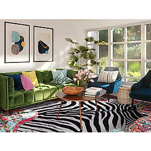 Guyi Rare Large Zebra Rug 7.6X 6.2 ft Faux Cowhide Rug Large Aesthetic Rugs for Bedroom Living Room Dining Room Animal Rug Cowhide Rug (White Zebra Rug, XXL(7.6x6.2 ft))