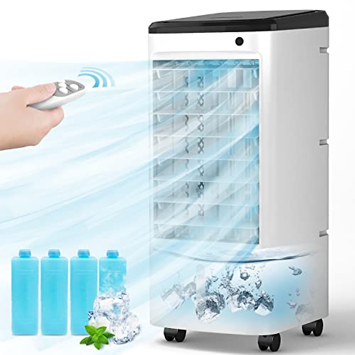 COMFYHOME 3-IN-1 Portable Air Conditioners Windowless, 65° Oscillation Swamp Cooler, 3 Speeds Portable Air Cooler w/Humidifier, Remote & 12 Hours Timer, Evaporative Cooler Cooling Fan for Room Home