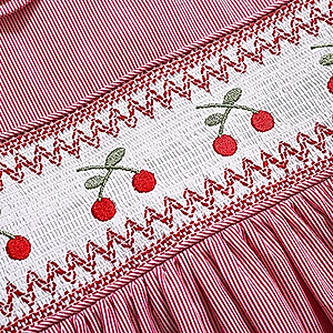 Pettigirl Girl Toddler Lovely Red Stripe Sleeveless Sundress Hand Embroidery Smocked Dress