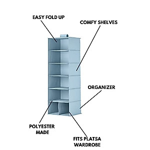 Ikea Stuk Heavy Duty 7 Compartment Clothes Storage Shelves (Light Turquoise 11 ¾x11 ¾x35 ½, 30x30x90 cm), Foldable Hanging Closet Organizer Polyester