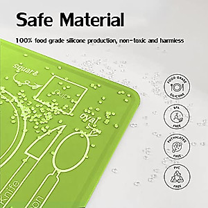 DGitaor Montesorri Placemat for Kids, Toddler Silicone Placemat for Dining Table, Non-Slip Baby Placemat, Dishwasher Safe, Wathet&Green