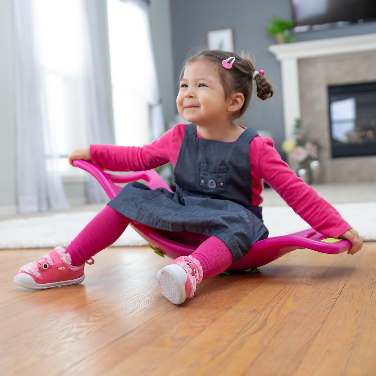 Fat Brain Toys Teeter Popper, Indoor Toddler Sensory Toys for Ages 3 and Up, Pink