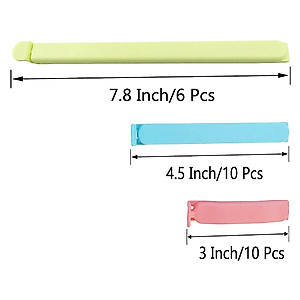 Plastic Sealing Clips for Food and Snack Bags by YINGFENG, 3-4.5 -7.8inch, Fresh-Keeping Clamp Sealer, Assorted Sizes and Colors(26Pcs)