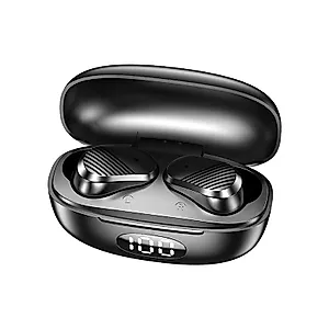 Bluetooth Headphones V5.3 Wireless Earbuds 48HRS Standby Battery Life with Wireless Charging Case & LED Power Display Deep Bass IPX7 Waterproof Earphones Microphone Stereo Headset for iPhone & Android